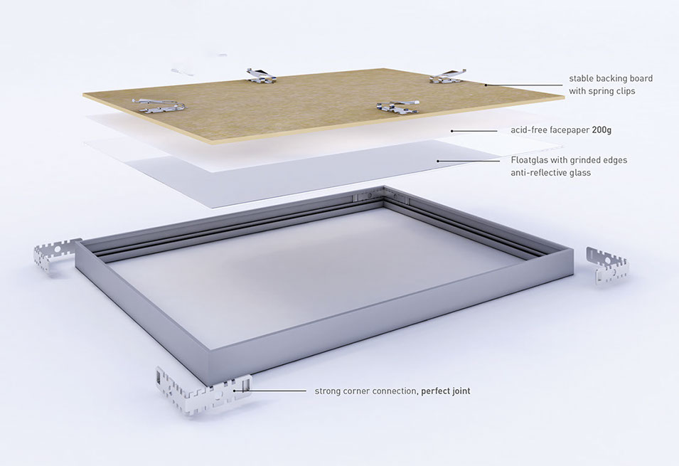 Cadre photo format standard, en bois et aluminium